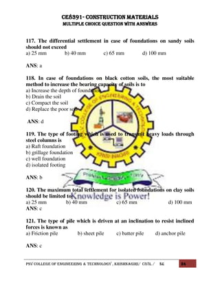 Ce8391 construction materials Objective type questions with answers | PDF