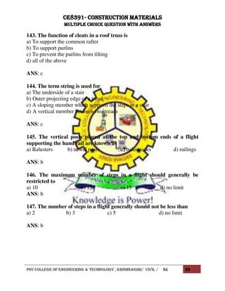 Ce8391 construction materials Objective type questions with answers | PDF