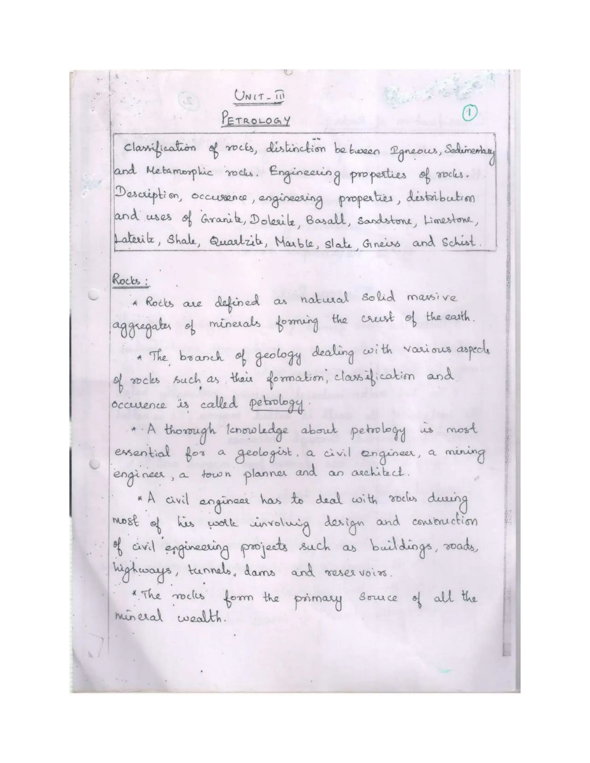 UNIT 3 ENGINEERING GEOLOGY WITH ANSWER KEY | PDF
