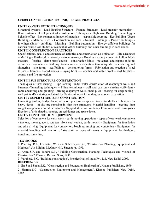 CE8401 Construction Techniques and Practices notes 3.pdf