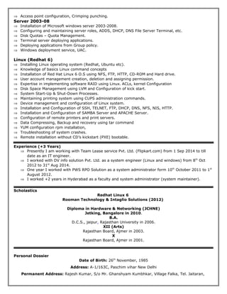 IT Redhat Linux Resume | DOC