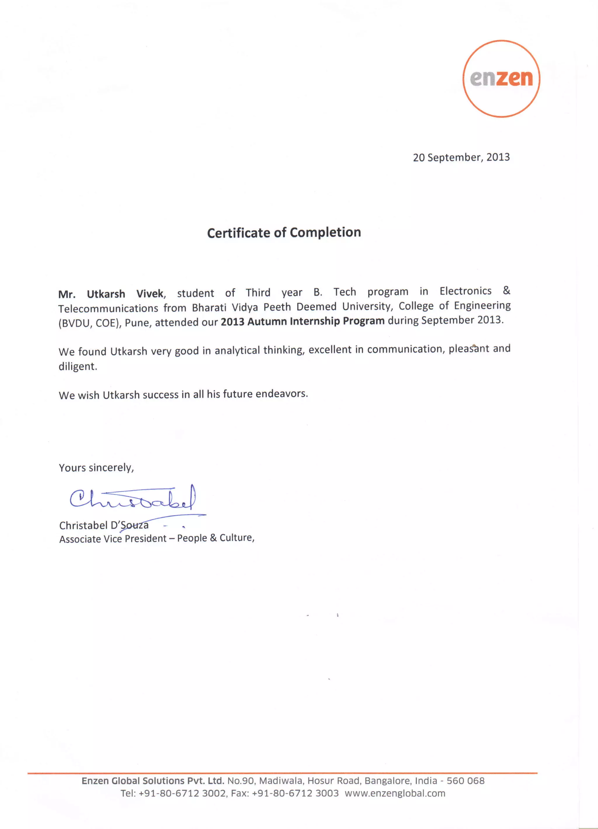 4. Internship - Enzen | PDF