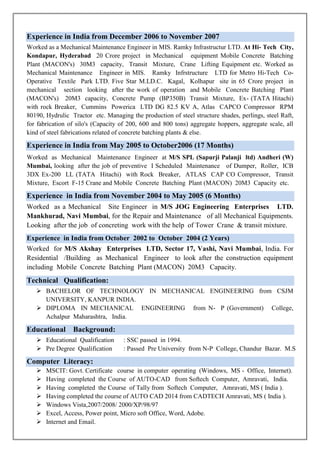 Mech eng cv may 2015 | PDF