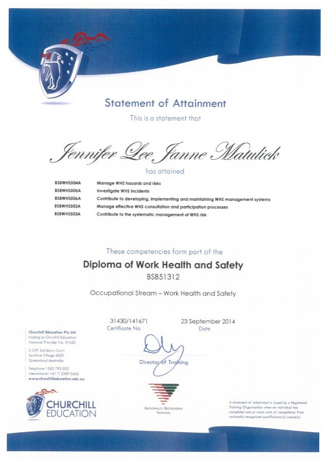 Cert Diploma Work Health And Safety