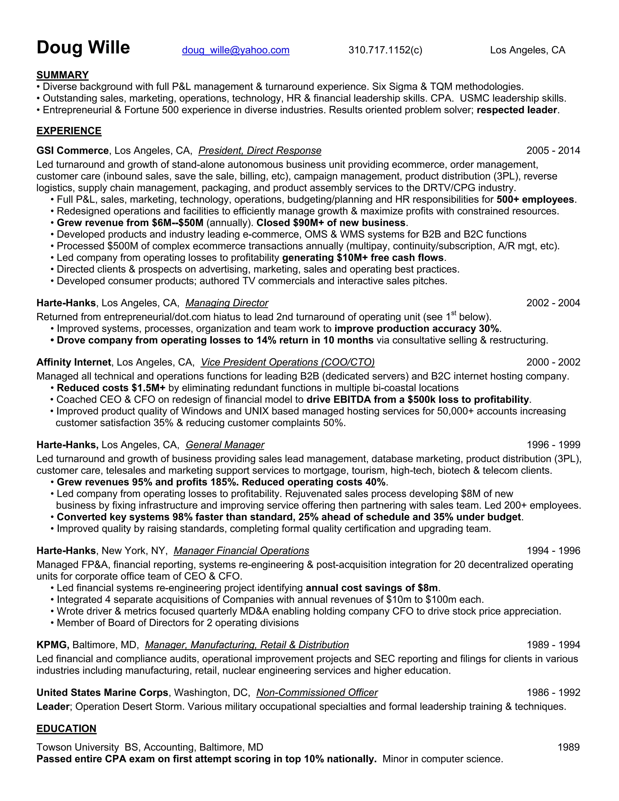 Doug Wille Resume | PDF