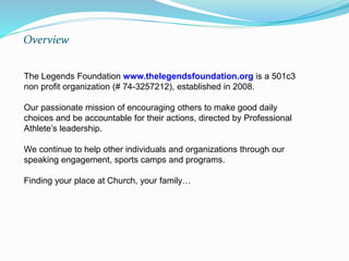 The Legends Foundation Outreach - Churches | PPTX