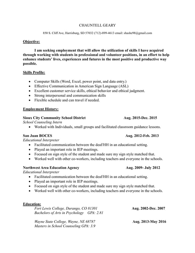 Chauntell Geary Resume | PDF