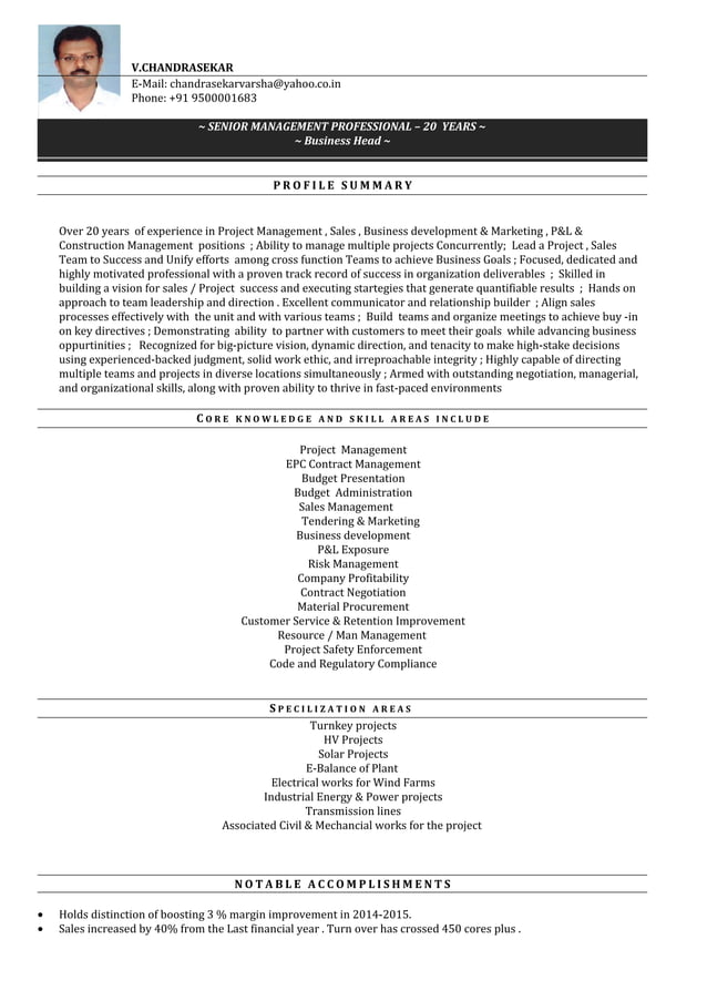 Project Senior resume | DOC | Power and Energy Industry | Industries