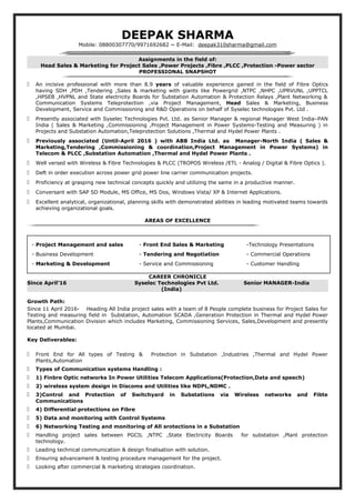 Deepak Sharma -Head Project sales and Regional Manager West India | PDF