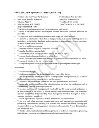 RESUME (N-2 JEANS MAKER SDN BHD) | PDF