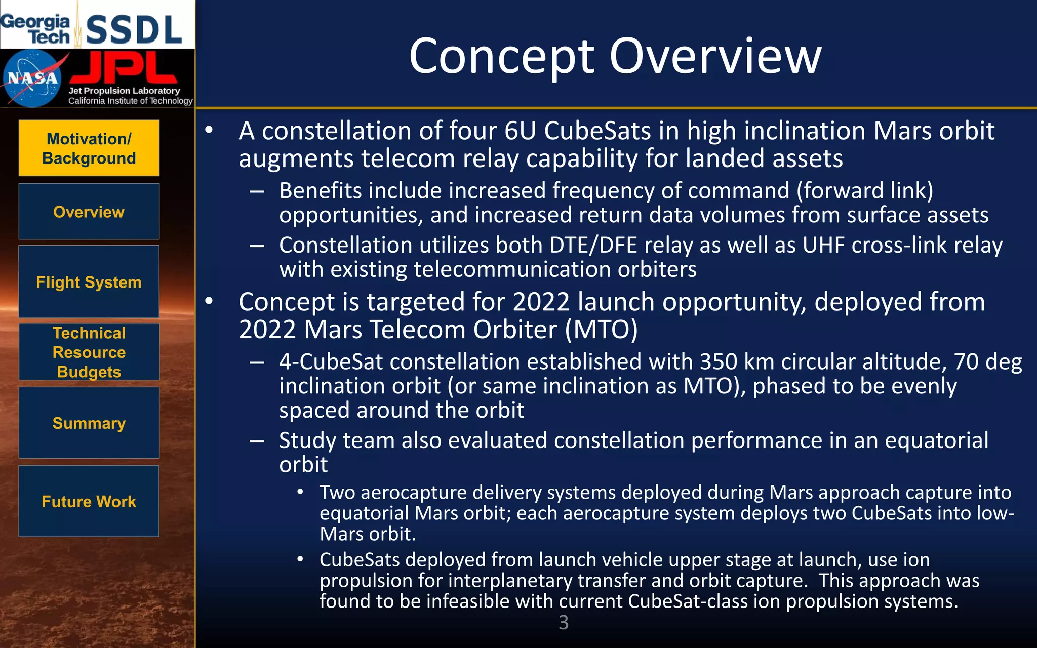 Mars CubeSat Telecom Relay Constellation_JPL Final | PPTX