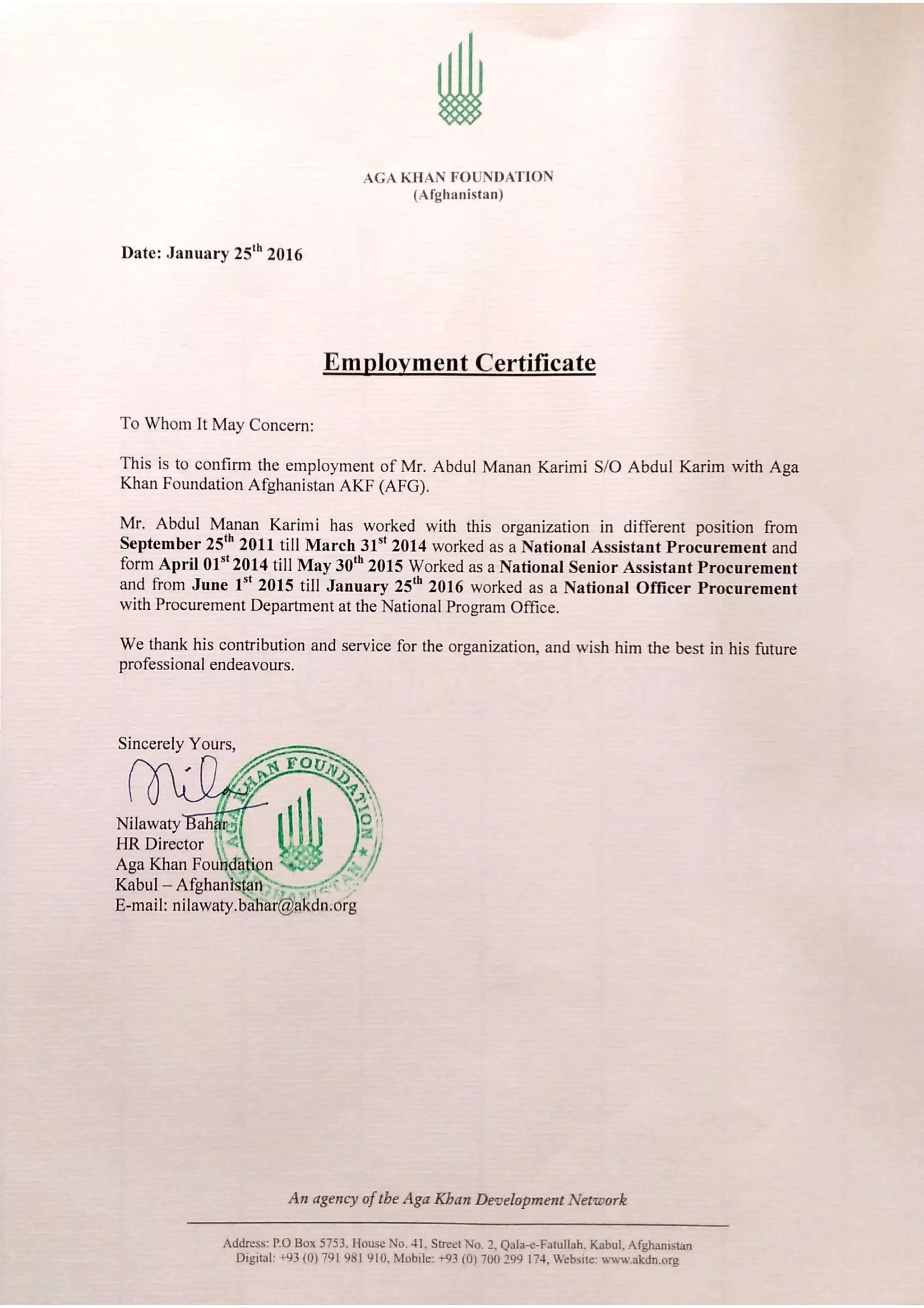 Employment Certificate | PDF