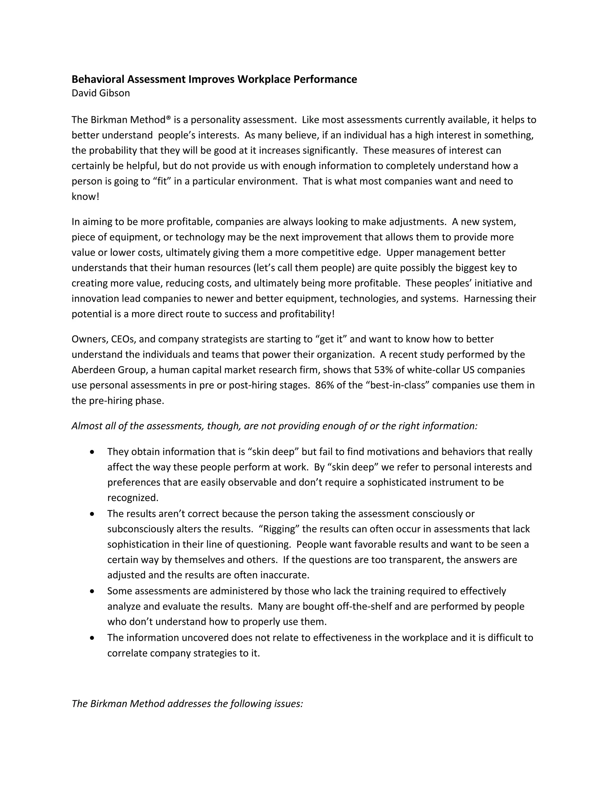 Birkman white paper | PDF