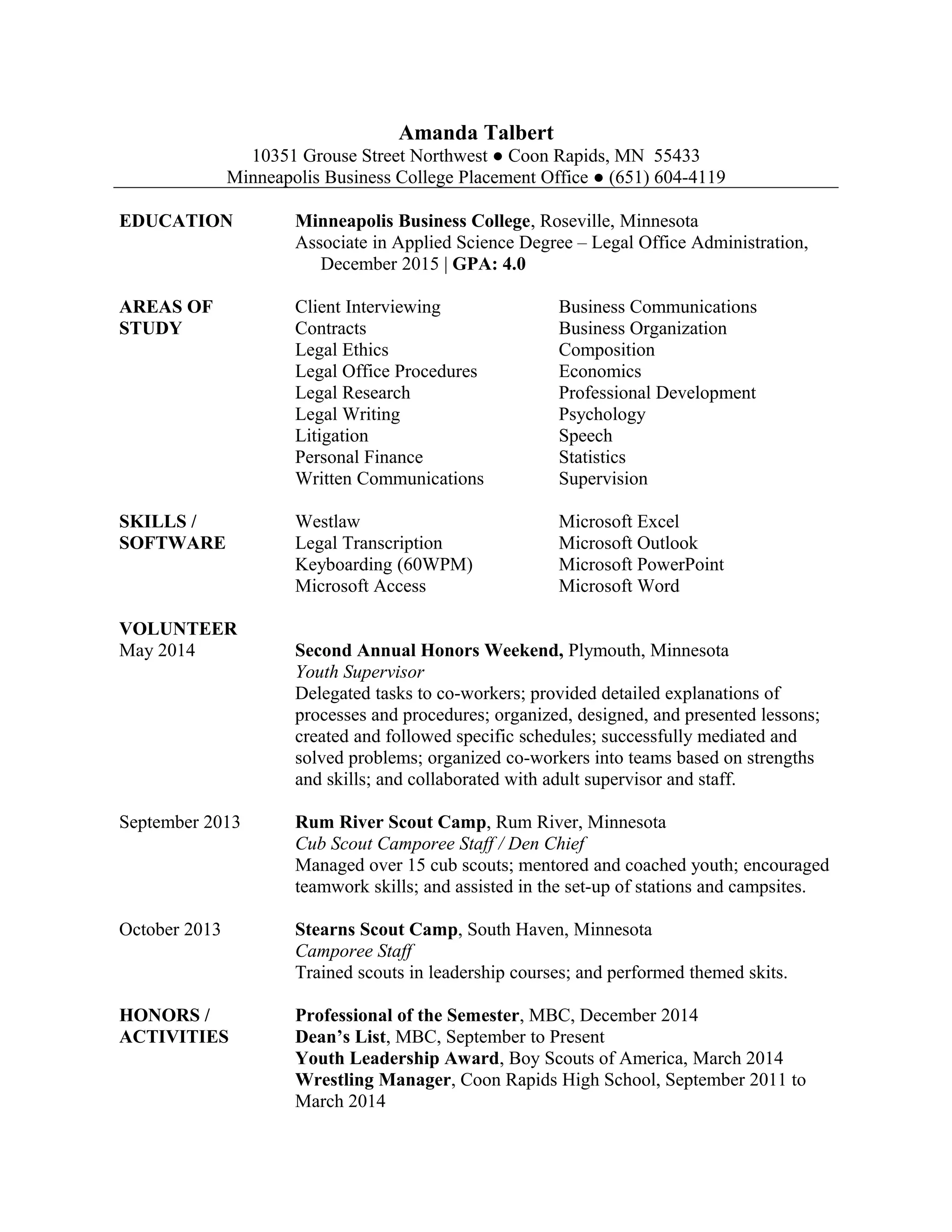 Talbert, Amanda Resume | PDF