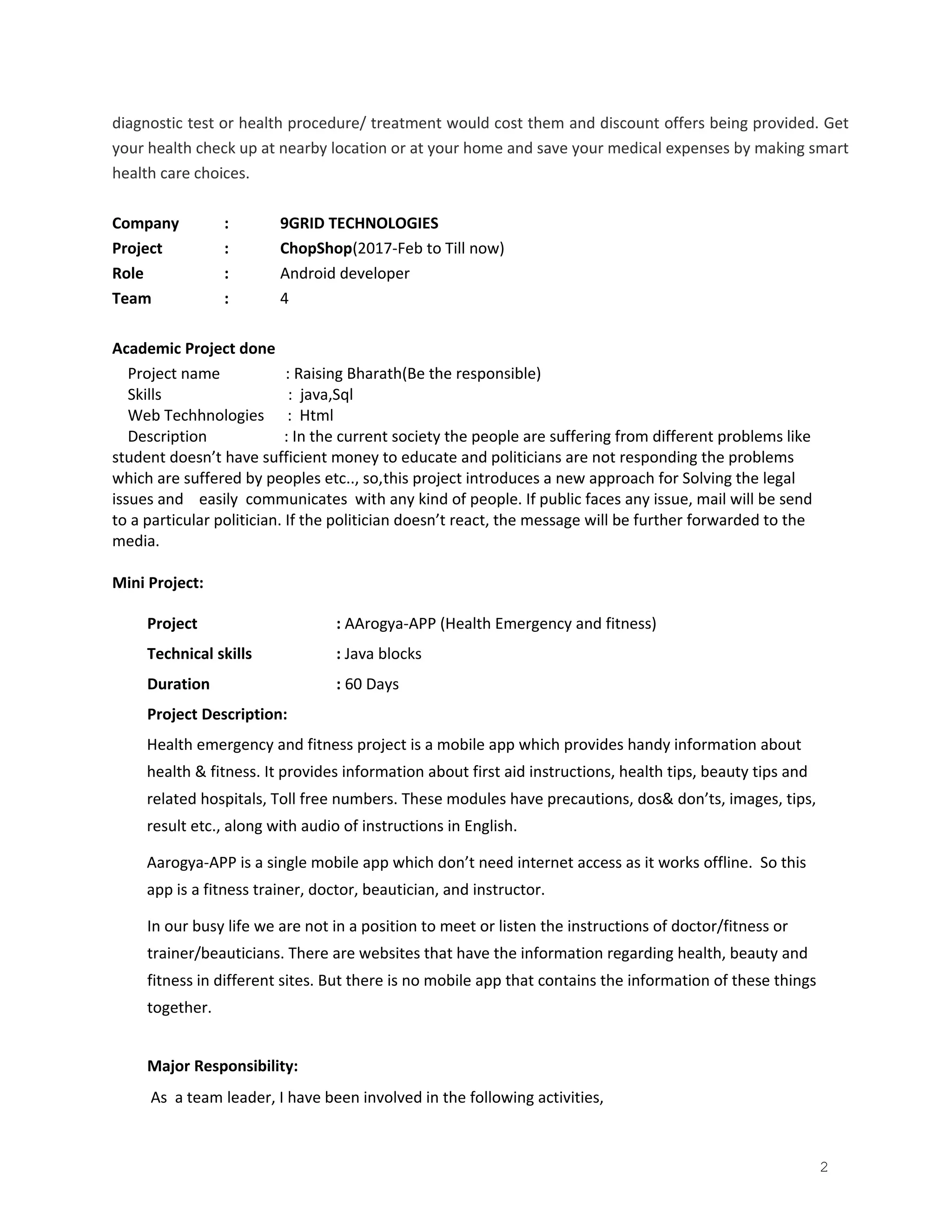 navya Android resume | DOC
