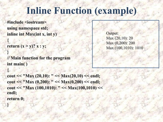 Inline Functions and Default arguments | PPTX | Programming Languages | Computing