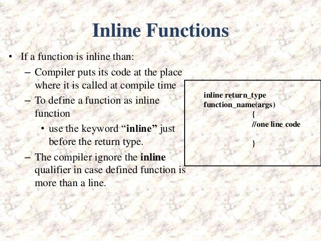 Inline Functions and Default arguments Inline Functions and Default arguments