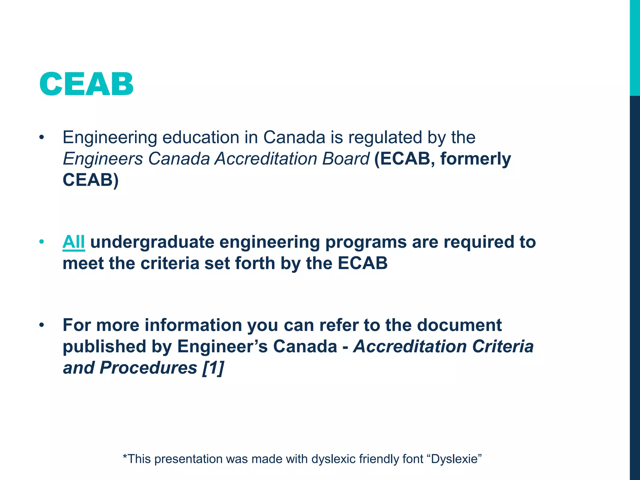 Engineers Canada Accreditation Board Engineering Education Overview | PPT
