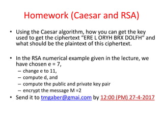Simple Overview Caesar and RSA Encryption_by_Tarek_Gaber | PDF ...