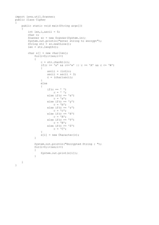 Ceaser's cipher | TXT | Programming Languages | Computing