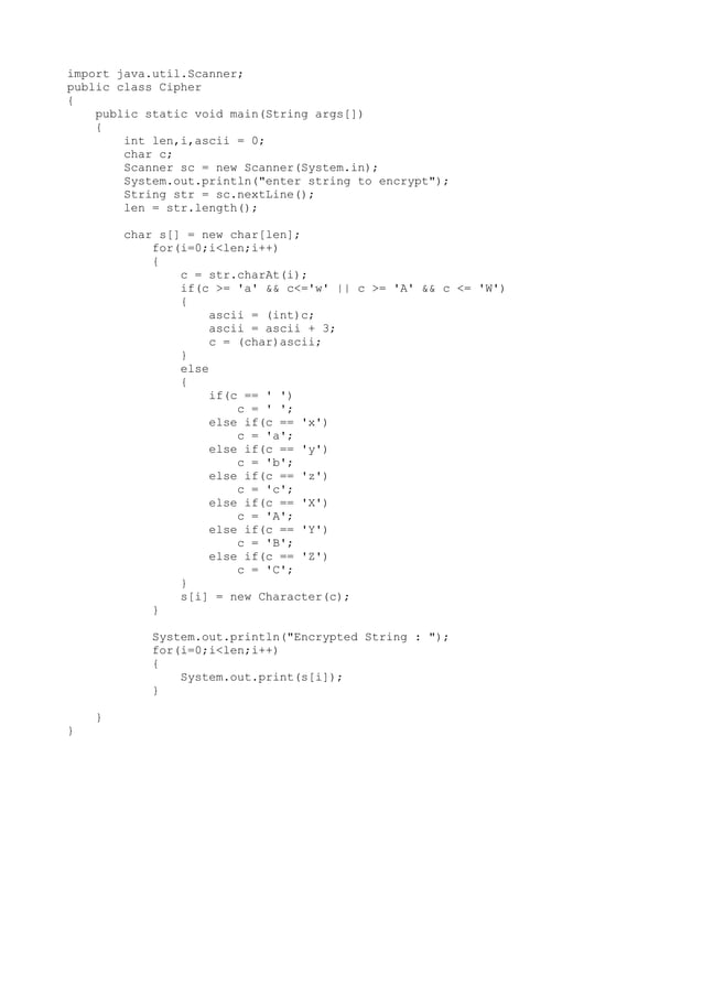 Ceaser's cipher | TXT | Programming Languages | Computing