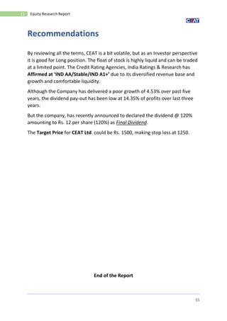 CEAT ltd. Equity Research | PDF