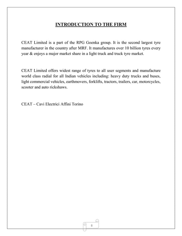 Ceat tyre PROJECT REPORT | PDF | Automotive Industry | Industries
