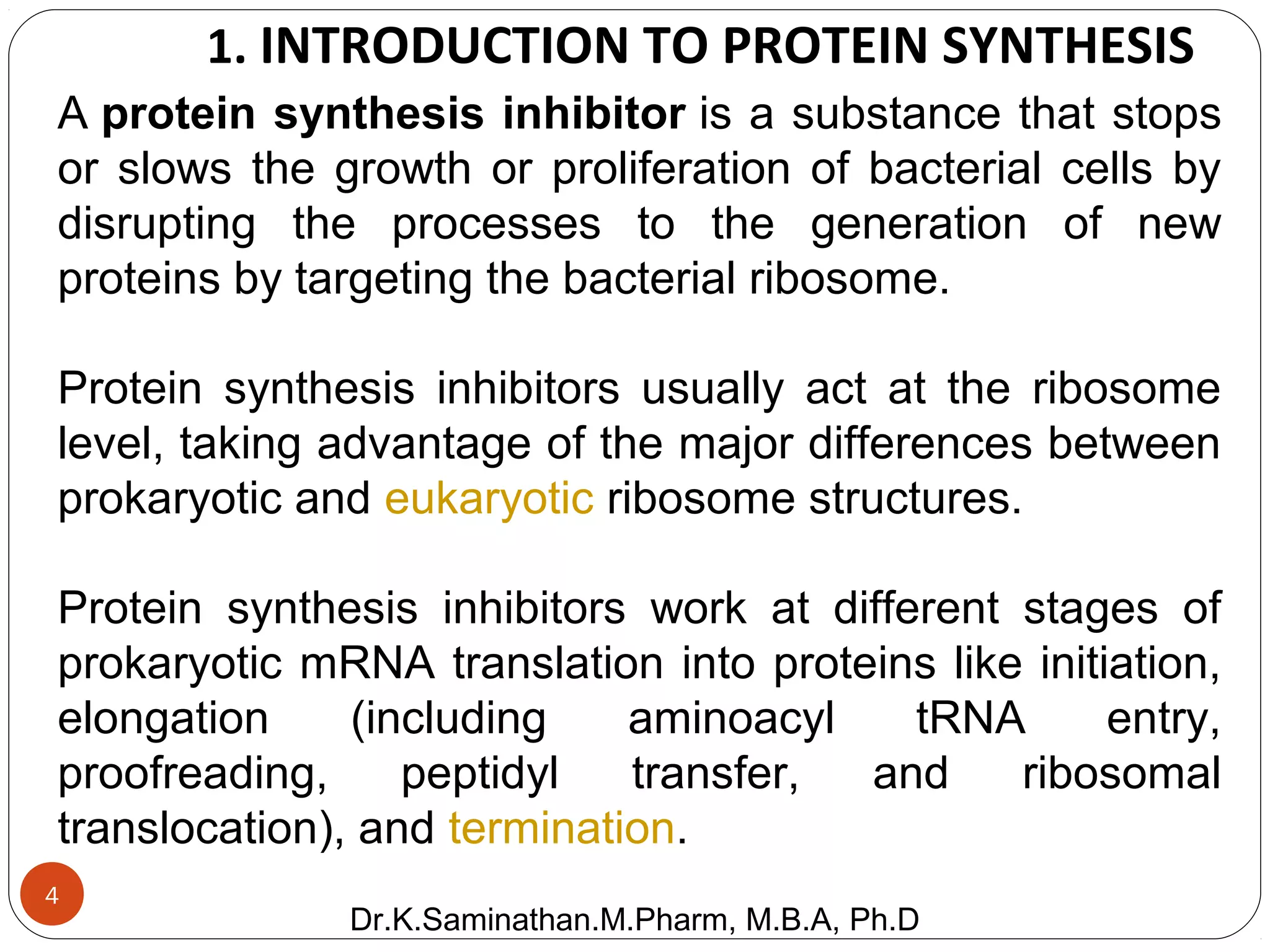 3. ANTIBIOTIC (PROTEIN SYNTHESIS INHIBITORS) | PPT