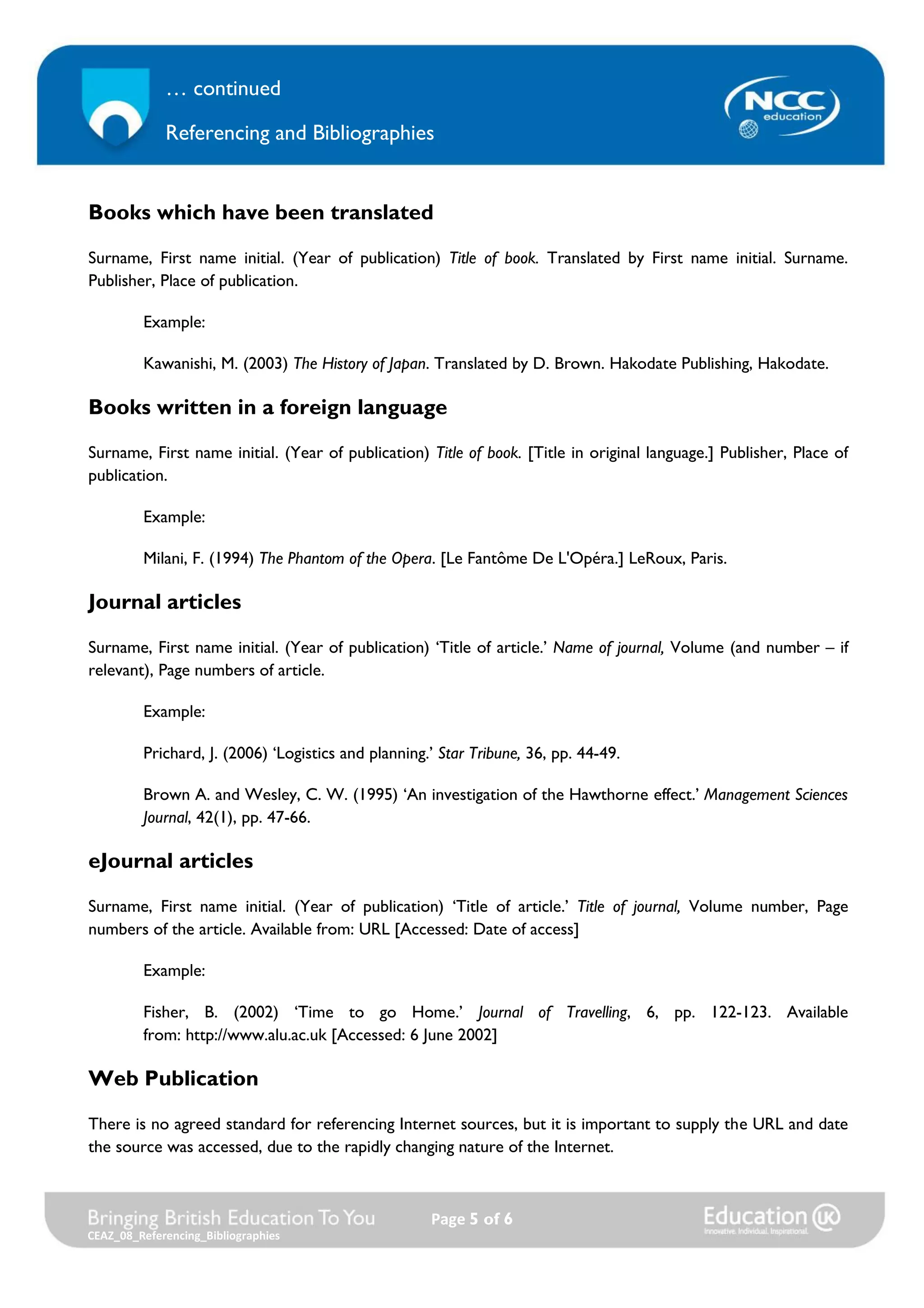 NCC EDUCATION Referencing and Bibliographies | PDF