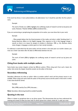 NCC EDUCATION Referencing and Bibliographies | PDF