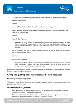 NCC EDUCATION Referencing and Bibliographies | PDF
