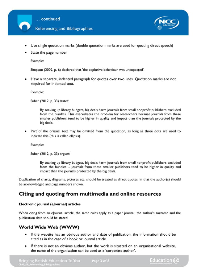 NCC EDUCATION Referencing and Bibliographies | PDF