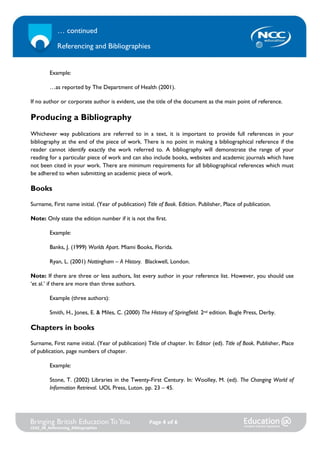 NCC EDUCATION Referencing and Bibliographies | PDF