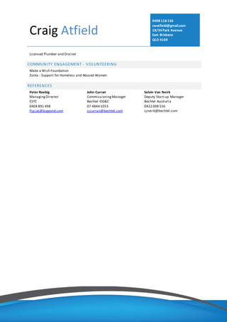 Craig Atfield Resume 2016(2) | DOCX | Construction Industry | Industries