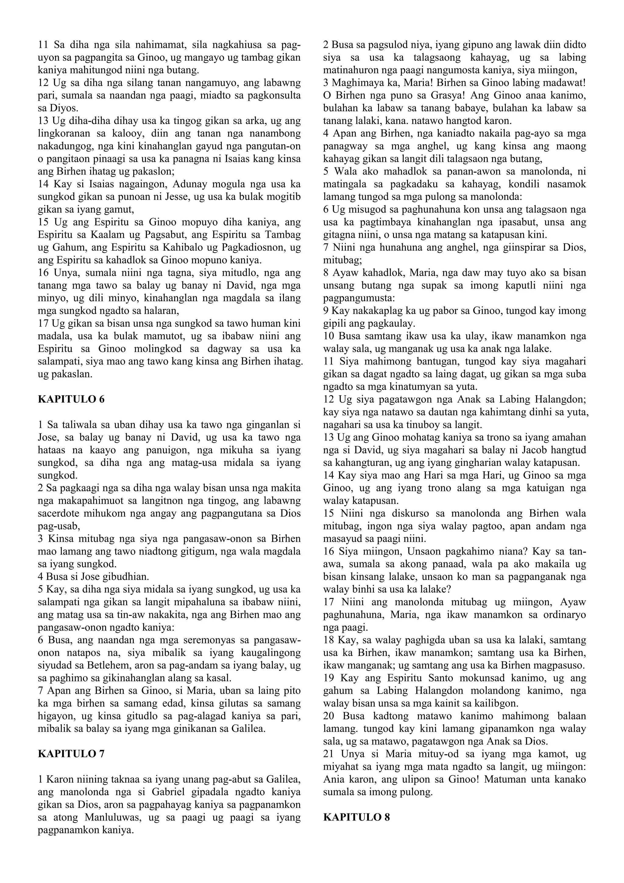 Cebuano - The Gospel of the Birth of Mary.pdf