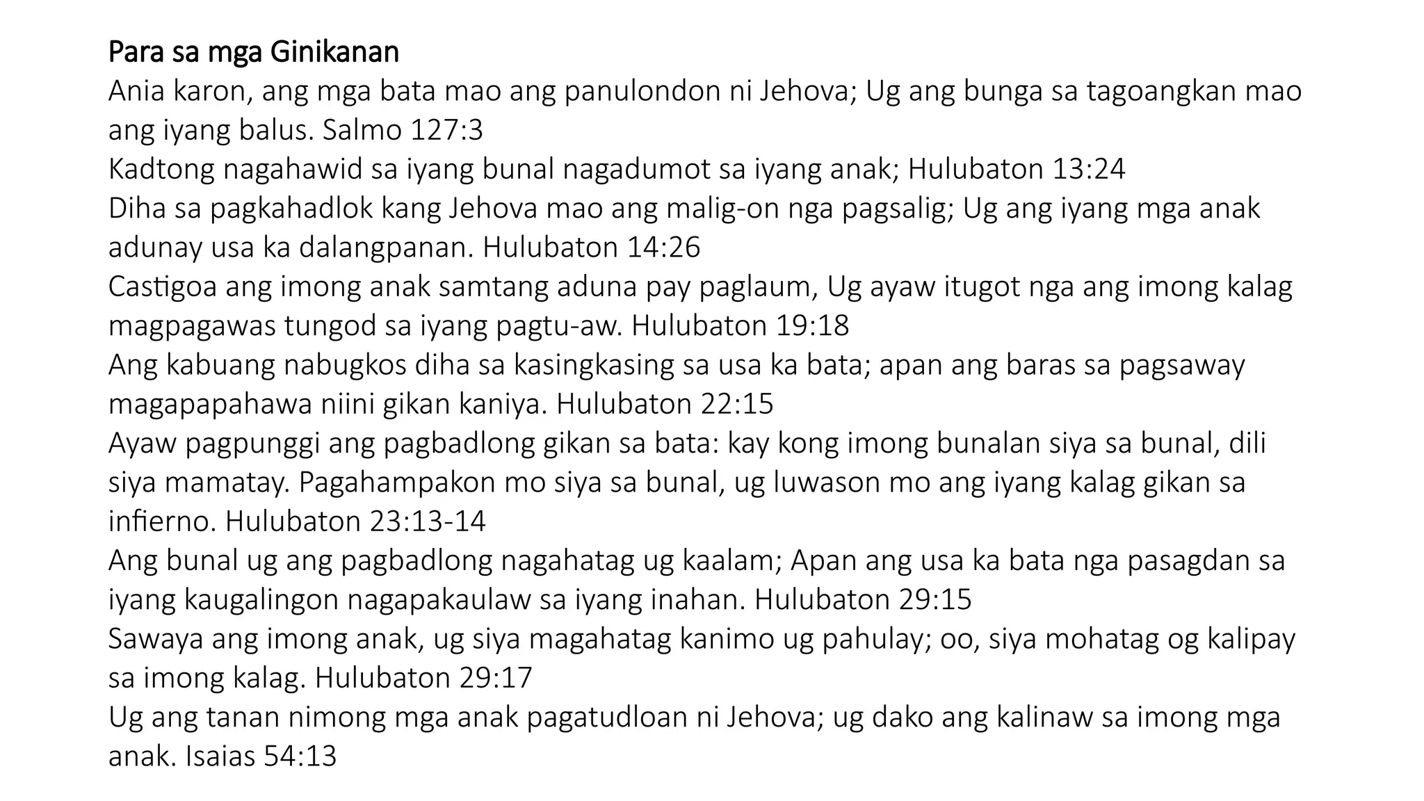 Cebuano - The Importance of Child Discipline and Honoring Your Parents ...