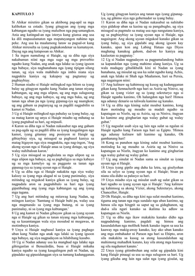 Cebuano - The Story of Ahikar the Grand Vizier of Assyria.pdf