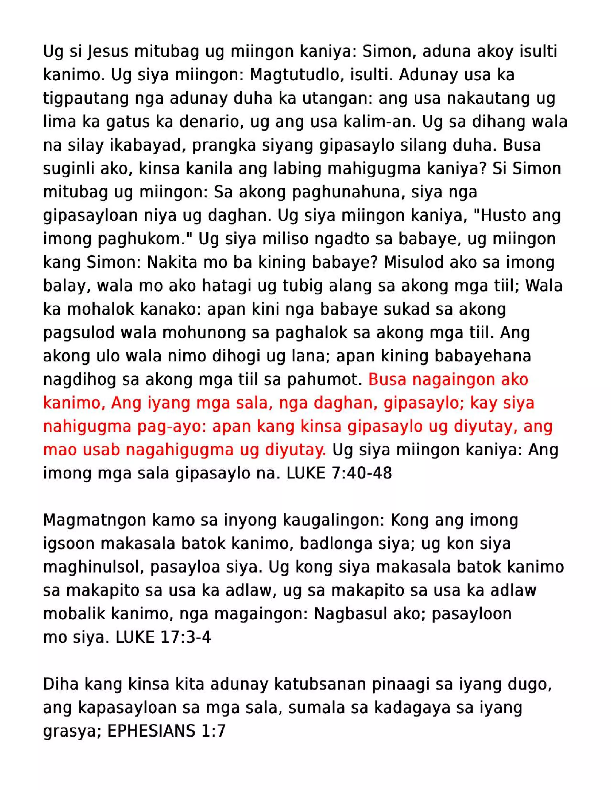 Cebuano Forgiveness Tract | PDF