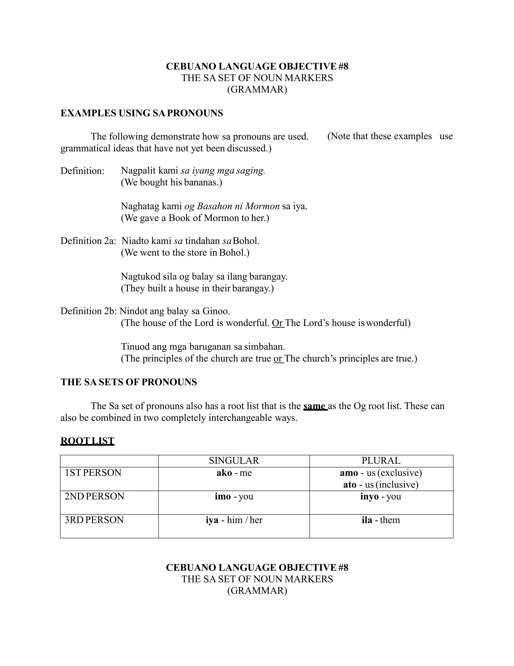 Cebuano Language Objectives | PPTX