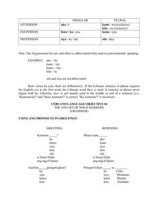 Cebuano Language Objectives | PPTX