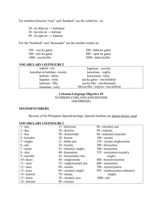 Cebuano Language Objectives | PPTX