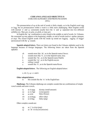 Cebuano Language Objectives | PPTX