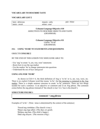 Cebuano Language Objectives | PPTX