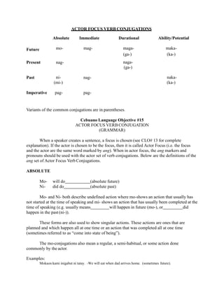Cebuano Language Objectives | PPTX