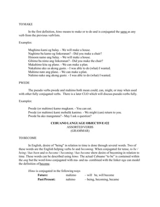 Cebuano Language Objectives | PPTX