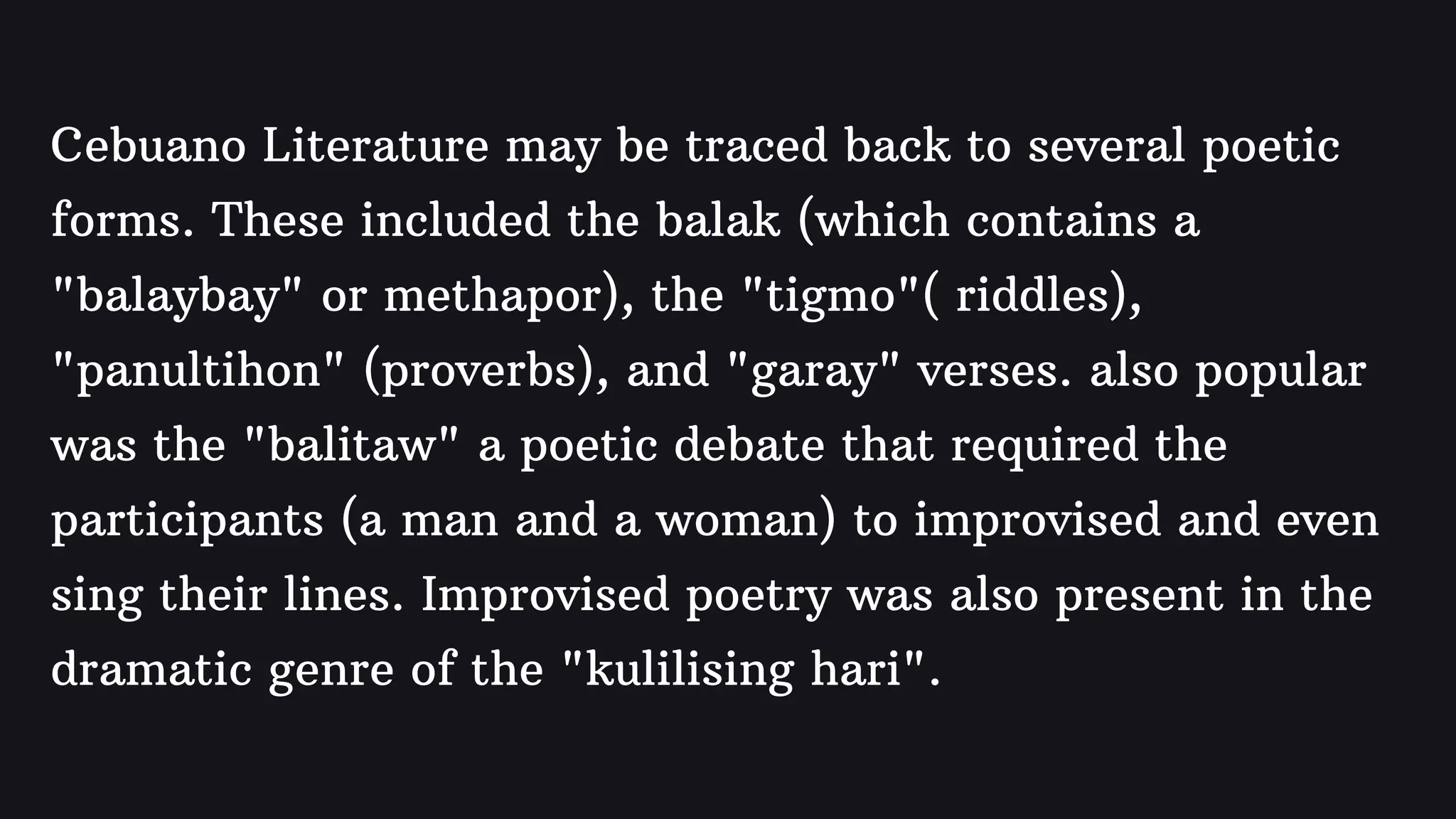 CEBUANO LITEFATURE ( PHILIPPINE LITERATURE) | PPTX