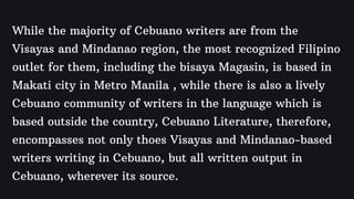 CEBUANO LITEFATURE ( PHILIPPINE LITERATURE) | PPT