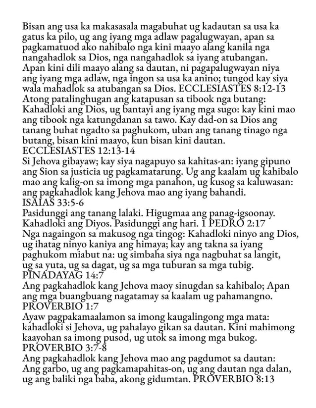 Cebuano The Fear of the LORD Tract | PDF
