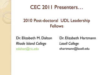 Universal Design for Learning (UDL): Initial Outcomes of a Leadership ...