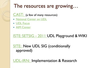 Universal Design for Learning (UDL): Initial Outcomes of a Leadership ...